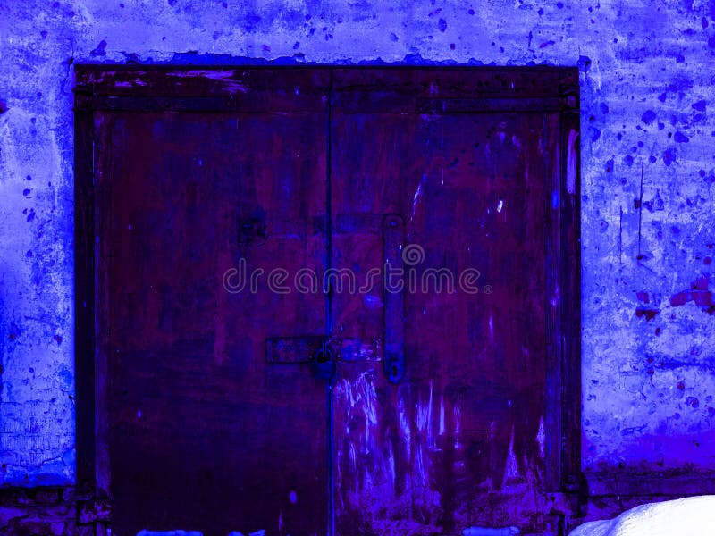 Rusty Locked Iron Gates Tinted in Deep Blue Stock Image - Image of ...