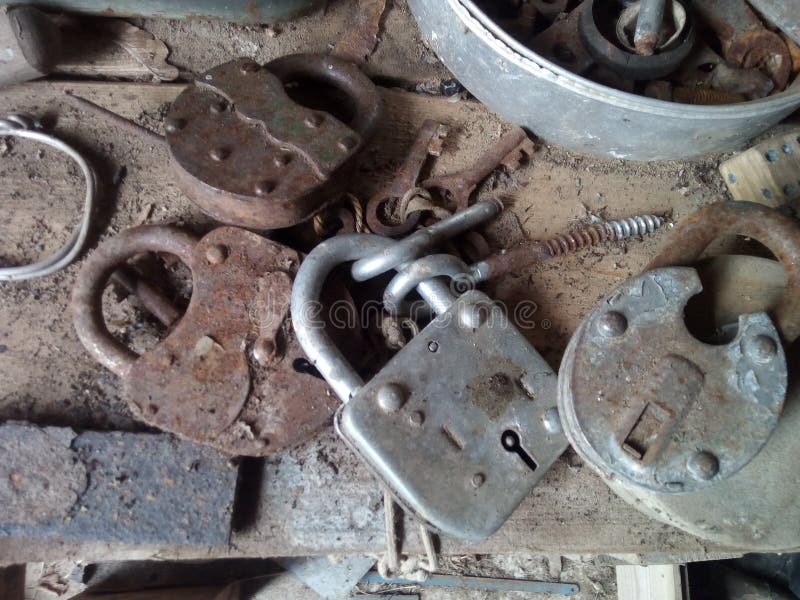 Old Rusty Locks and Keys at Flea Market in Paris. Stock Photo - Image ...