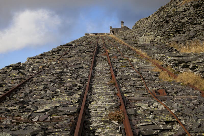 Derelict Incline for Slate Quarry, North Wales. Stock Image - Image of ...