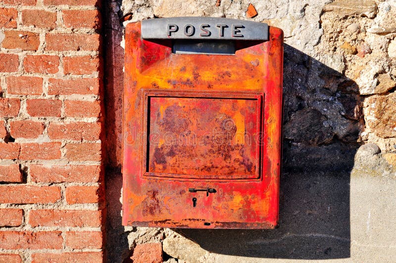 Rusty Mail Box. stock image. Image of service, brick - 12491155