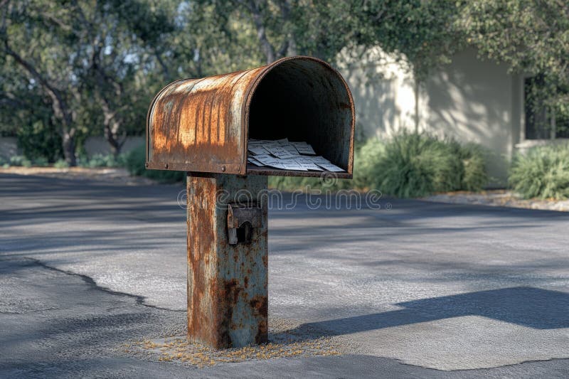 A Rusty Mailbox Stands Alone on the Street. it Tells a Story of ...
