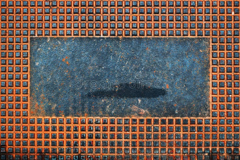 Rusty Manhole Cover with Square Shape Pattern Stock Photo - Image of ...
