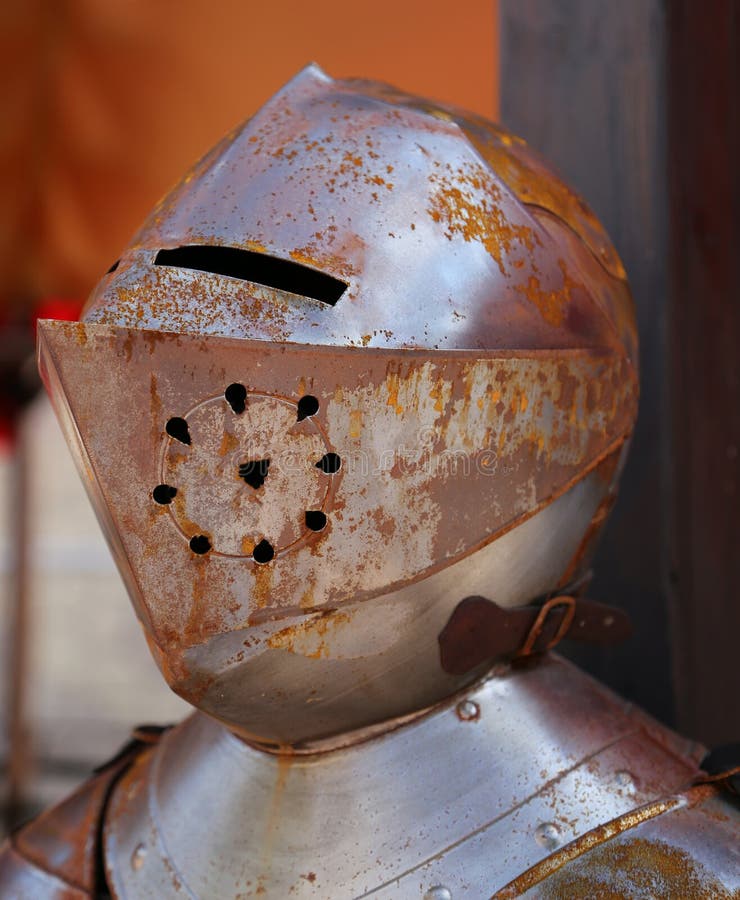 Rusty Medieval Helmet of a Soldier of the King Stock Image - Image of ...