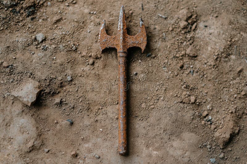 Rusty Medieval-style Pitchfork on Dirt Ground Stock Illustration ...