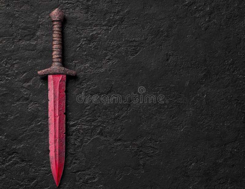 Rusty Medieval Sword on Dark Background Stock Illustration ...