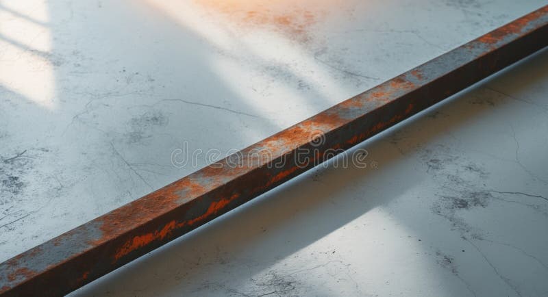 Rusty Metal Bar Resting on a Concrete Floor. Stock Photo - Image of ...