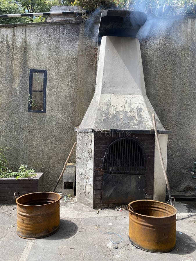 Rusty Metal Barrel and Fireplace for Burning Rubbish Stock Image ...