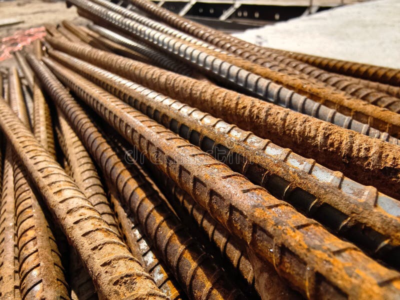 A Rusty Metal Bars is Stacked at the Construction Site Stock Photo ...