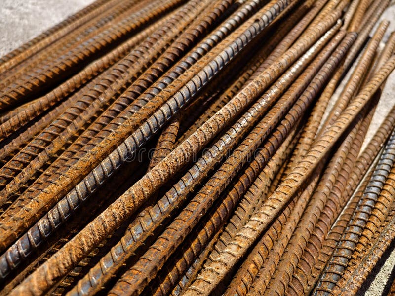 A Rusty Metal Bars is Stacked at the Construction Site Stock Image ...
