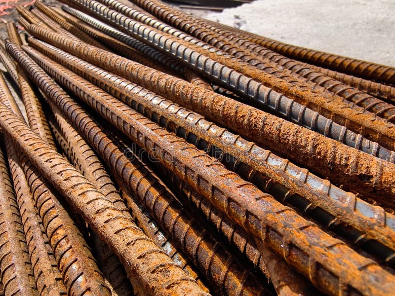 A Rusty Metal Bars is Stacked at the Construction Site Stock Photo ...