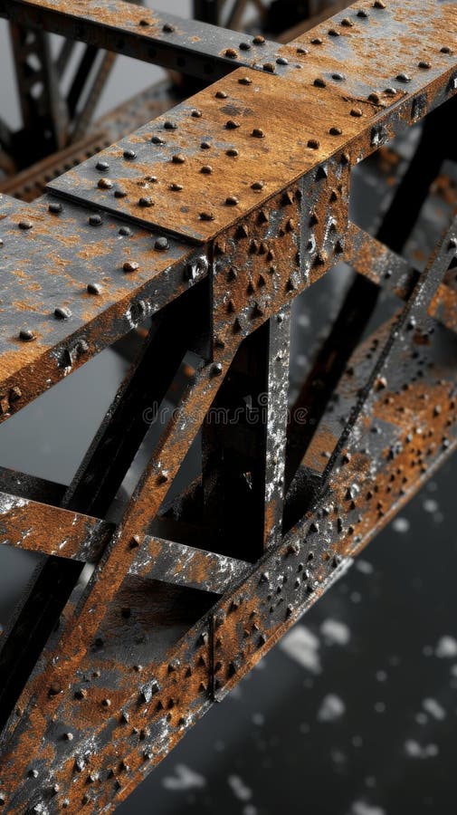 Rusty Metal Beam with Bolts and Structural Details Stock Image - Image ...
