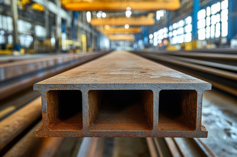 Rusty Metal Beam Close-up in an Industrial Warehouse Setting ...
