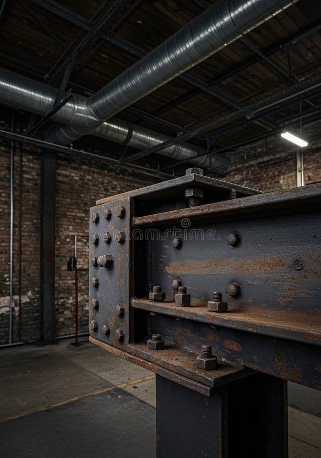 Rusty Metal Beam in Industrial Building Stock Image - Image of bolts ...