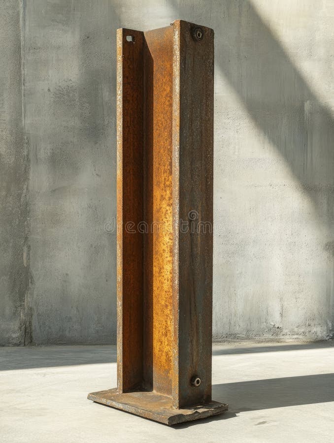 Rusty Metal Beam Standing on Concrete Floor. Stock Image - Image of ...