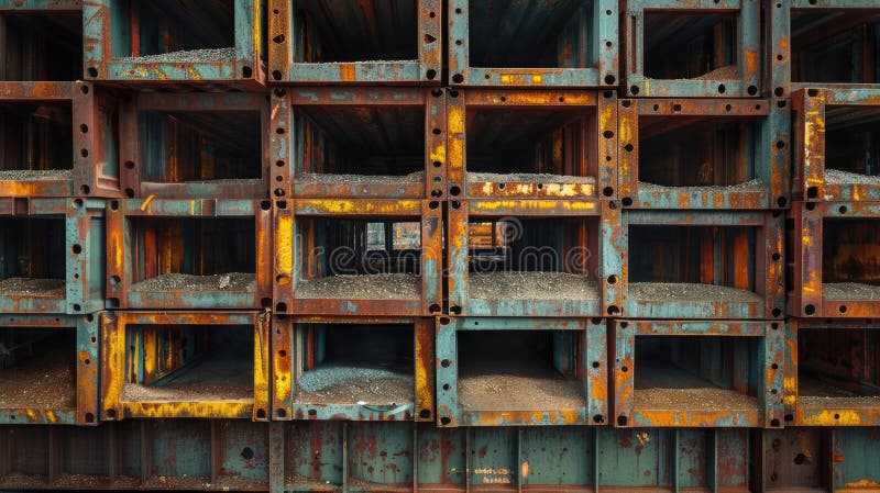 Rusty Metal Beams in a Stack, Creating Geometric Patterns Stock ...