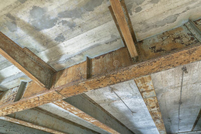 Rusty Metal Beams Supporting the Concrete Bridge at River Walk in San ...