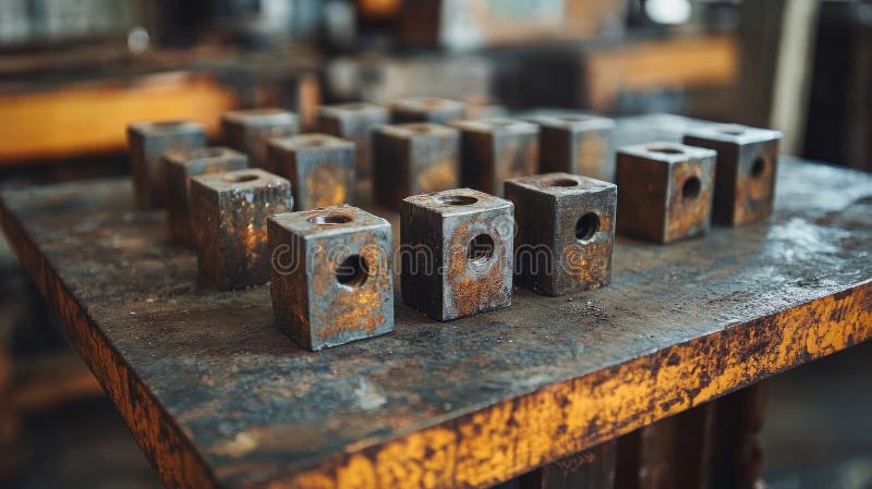 Rusty Metal Blocks Workshop Table Stock Photos - Free & Royalty-Free ...