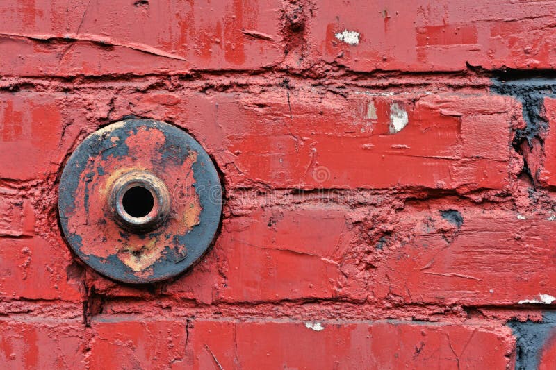 A Rusty Metal Bolt is Stuck in a Red Brick Wall, with a Worn-out Look ...
