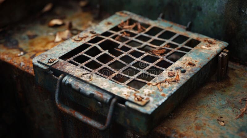 Rusty Metal Box with Grid stock illustration. Illustration of iron ...
