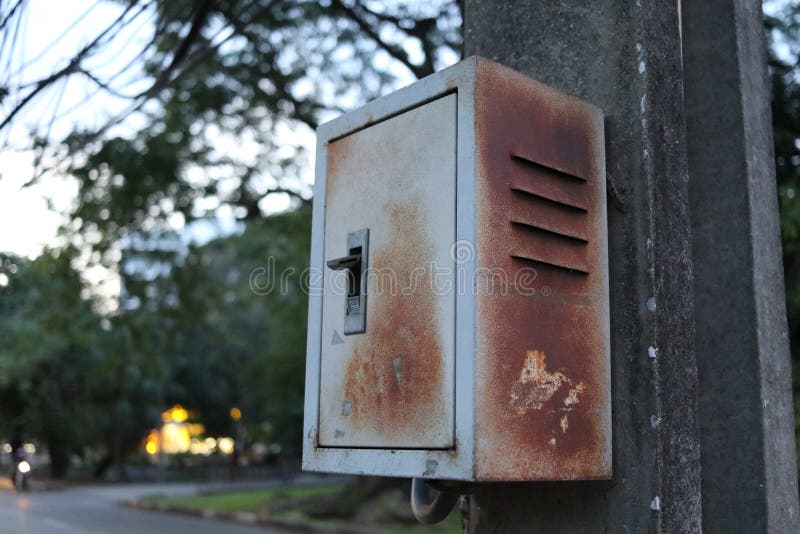 Rusty metal box. stock image. Image of road, career - 246308283