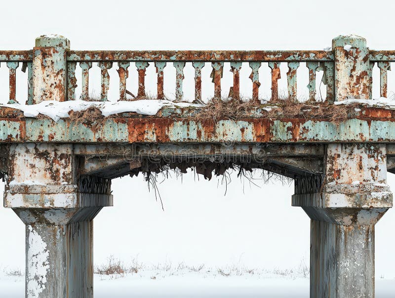 Rusty Metal Bridge with Deteriorating Structure and Visible Rust Stains ...