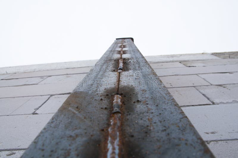 Rusty Metal Channel. Weld. Concrete and Metal Construction Stock Photo ...