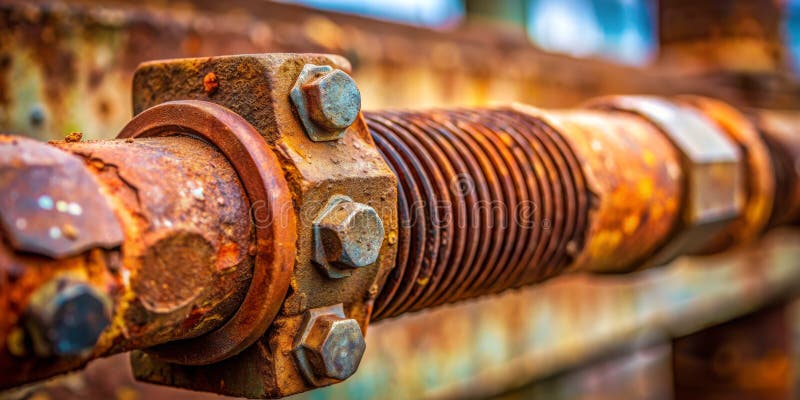 Rusty Metal Close-Up of a Corroded Machine Part with a Focused Detail ...