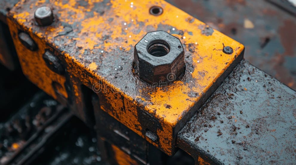 Rusty Metal Component with Hex Nut and Bolts Stock Illustration ...