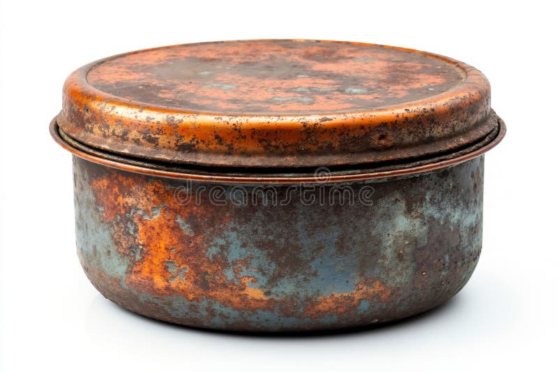 A Rusty Metal Container with a Lid on a White Background Stock Photo ...