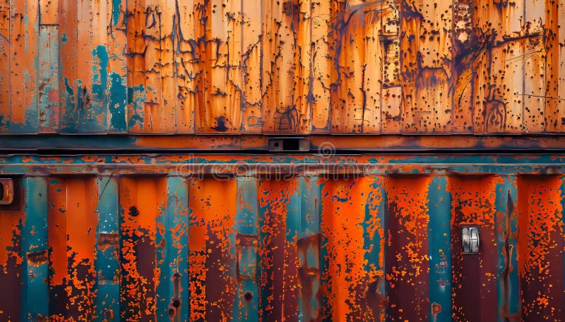 Rusty Metal Container with Peeling Paint Stock Image - Image of peeling ...