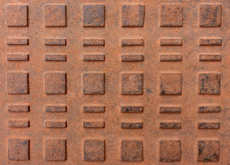 Rusty Metal Cover with Square and Equal Signs Stock Photo - Image of ...