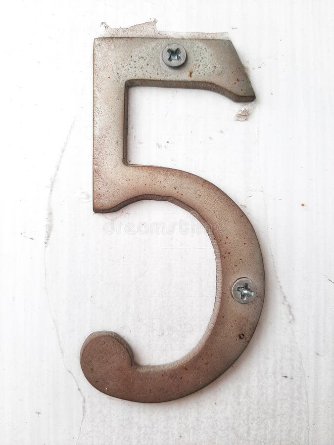 Rusty Metal Door Sign Number Five Stock Photo - Image of iron, outdoor ...