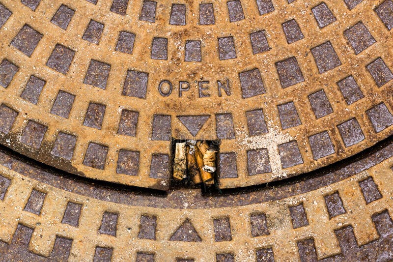 Rusty Metal Drain Cover, with Opening Reference of the Site Stock Image ...