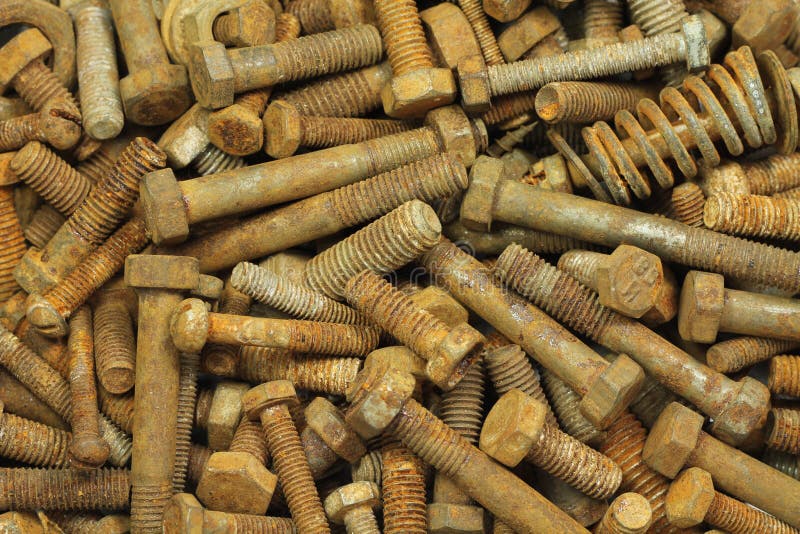 Rusty metal fasteners stock image. Image of degradation - 34576949