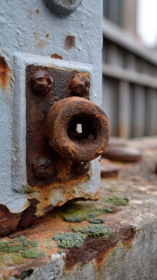 Rusty Metal Fixture with Moss Growth on an Old Structure Stock Image ...