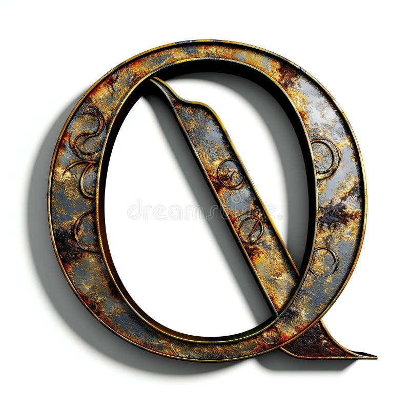 Rusty Metal Font Letter O on White Background Stock Illustration ...