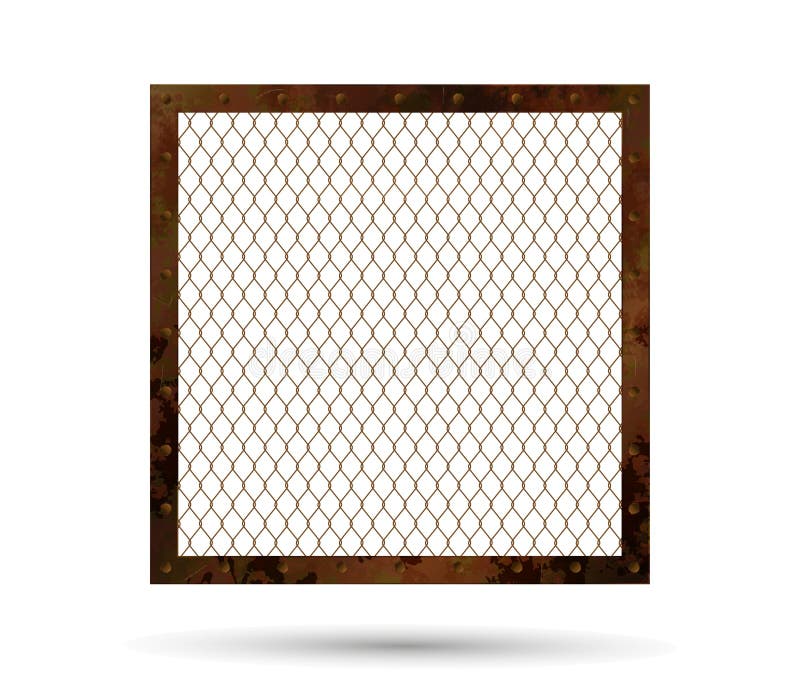 Rusty Metal Frame with a Grid in the Middle Stock Vector - Illustration ...