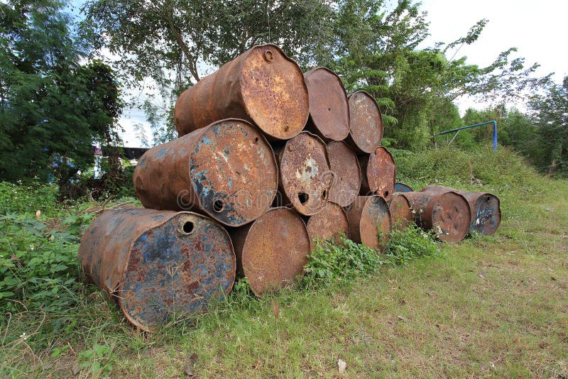 Rusty Metal Fuel Tanks Stacked Stock Photo - Image of pollution ...