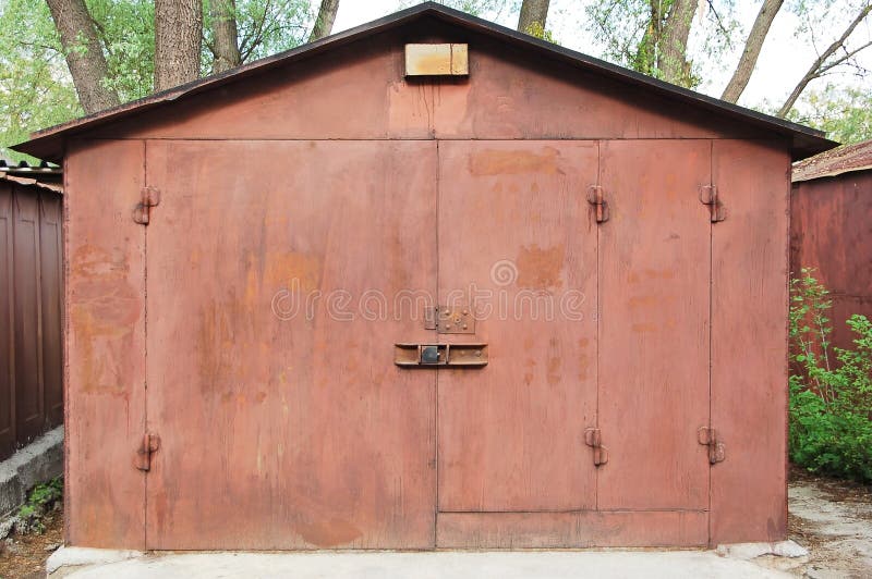 Rusty metal garage stock photo. Image of metal, property - 61666438