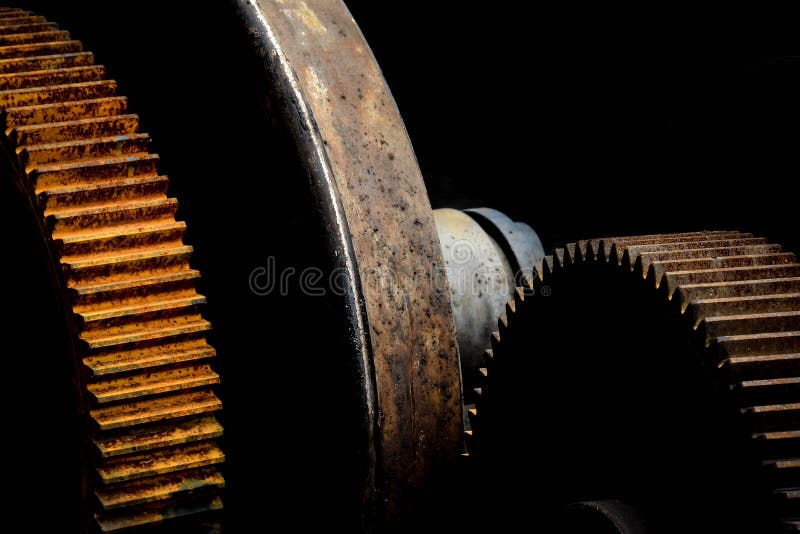 Rusty Metal Gear in the Old Engine. Stock Image - Image of background ...