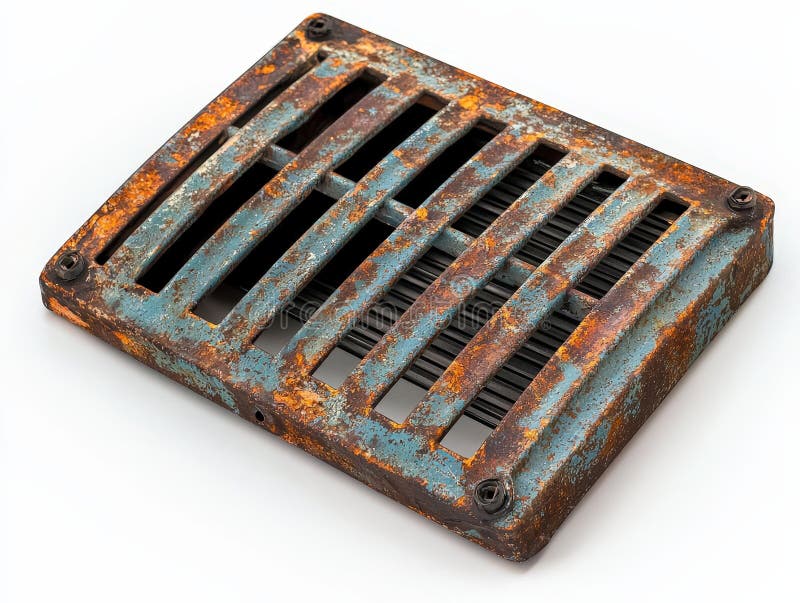 Rusty Metal Grate with Peeling Paint and Corroded Surface in an ...