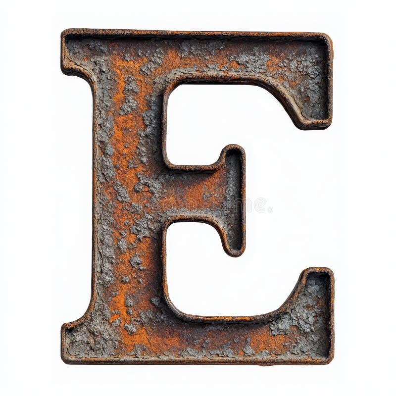 A Rusty Metal Letter "E" with a Textured Surface, Showcasing Industrial ...