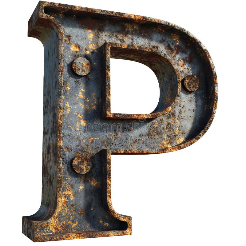 Rusty Metal Letter P Uppercase Stock Illustration - Illustration of ...