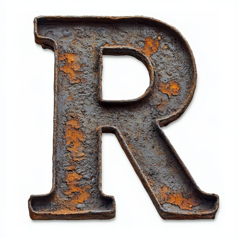 A Rusty Metal Letter "R" with a Textured Surface, Showcasing Wear and ...