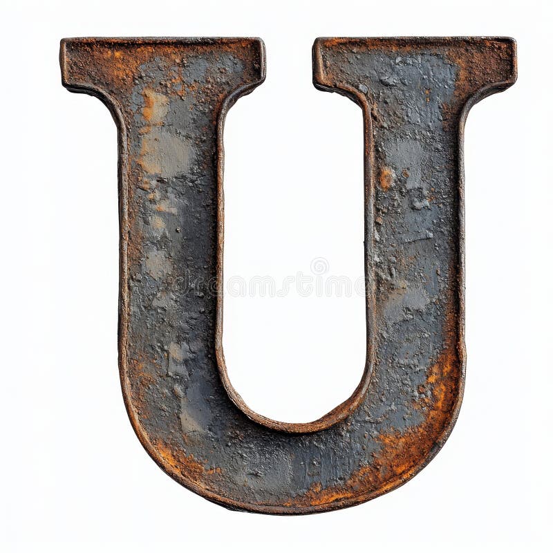 A Rusty Metal Letter "U" with a Textured Surface, Likely Used for ...
