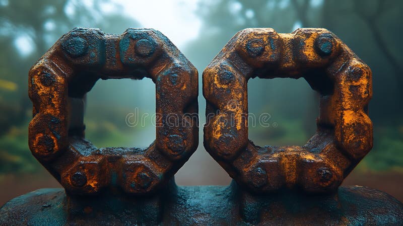 Rusty Metal Links Form a Double Zero Shape Outdoors Stock Illustration ...