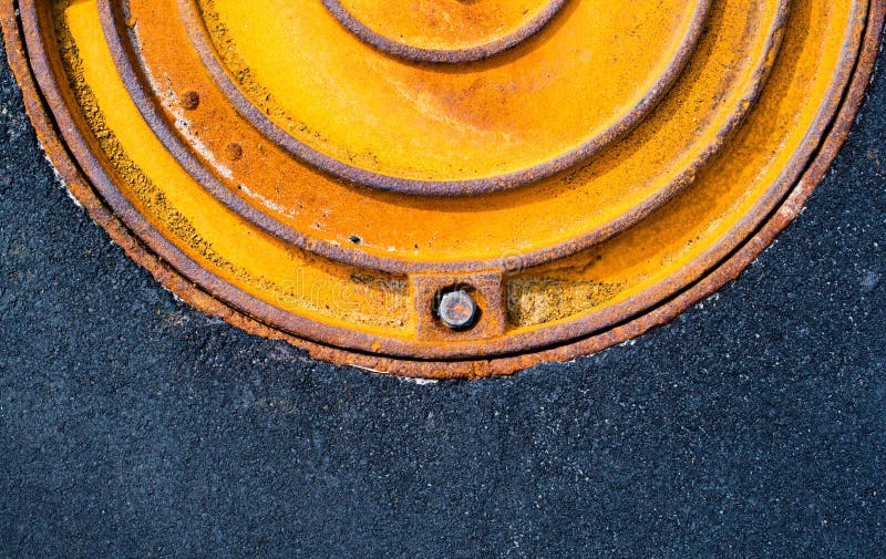 Rusty metal manhole cover stock photo. Image of closeup - 60665272