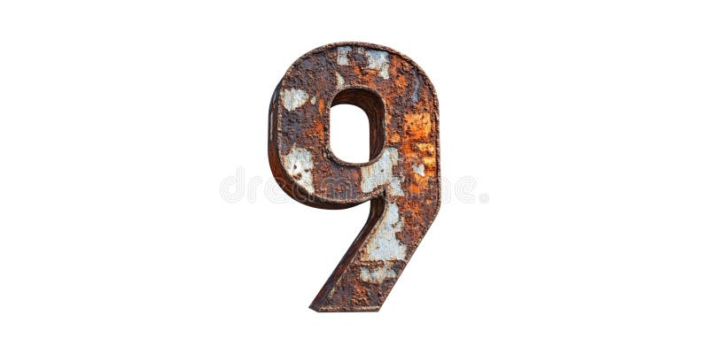 Rusty Metal Number Nine Isolated on Transparent Background Stock Image ...