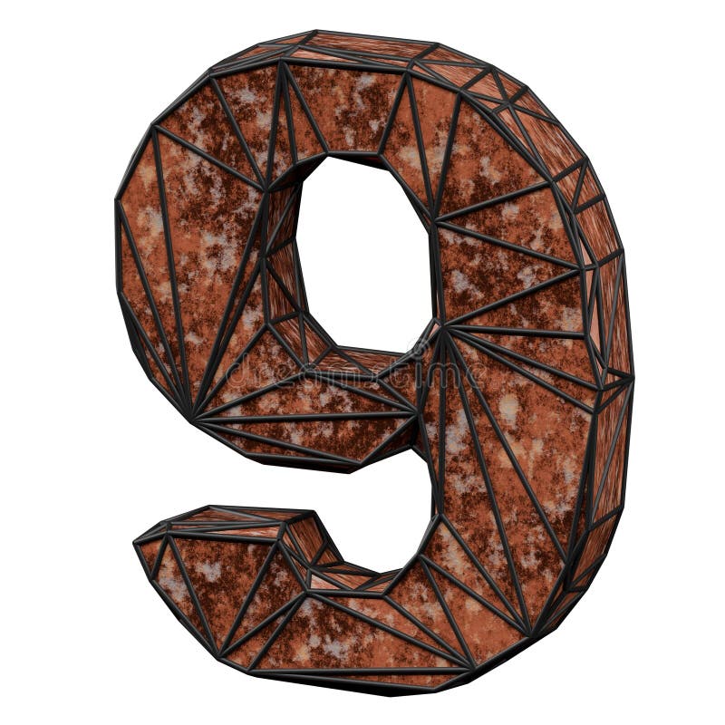 Rusty Metal Number 9 in Wire Grid Stock Photo - Image of rustic ...