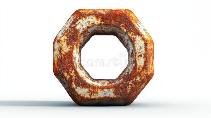 A Rusty Metal Nut Against a Clean White Background, Showcasing the ...